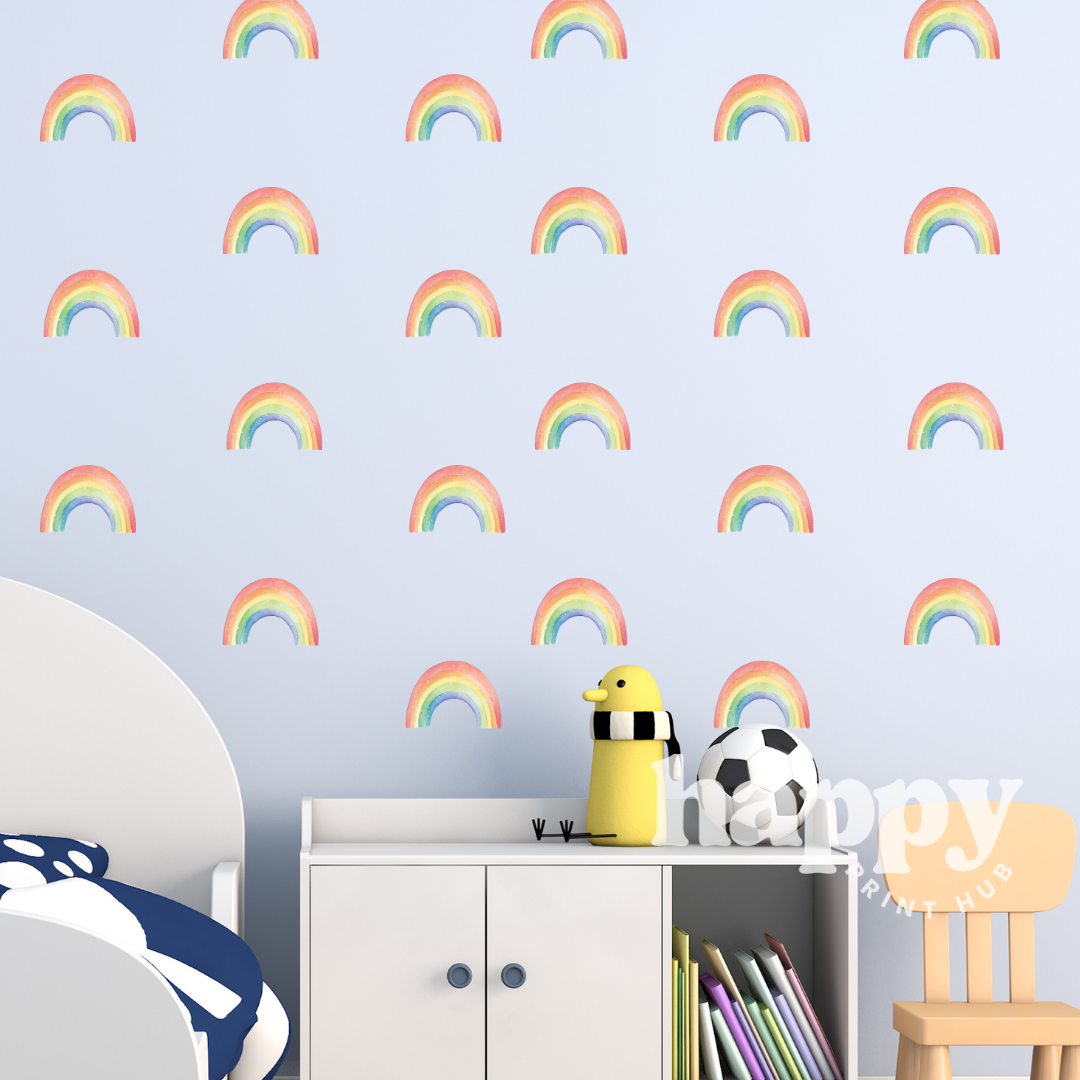 Mini Rainbow Wall Decals | Colourful Peel & Stick Decor – Happy Print Hub