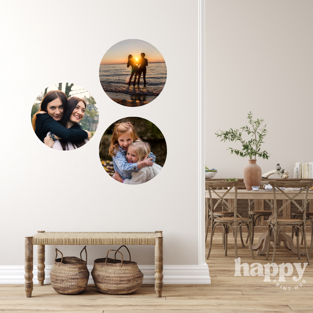 Custom 30cm Round Photo Wall Decals – Removable & Reusable – Happy ...