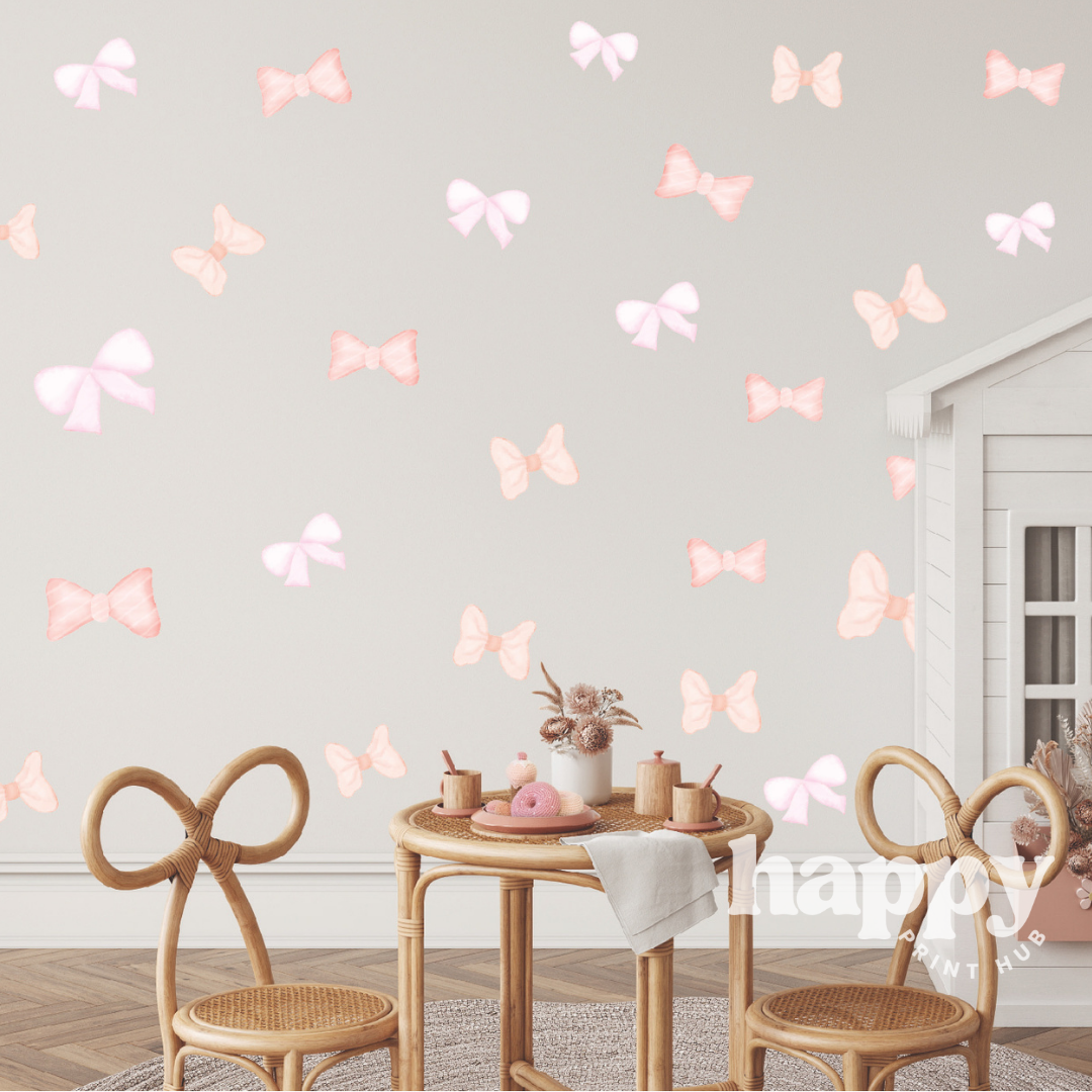 Watercolour Bow Wall Decals | Elegant Peel & Stick Decor – Happy Print Hub