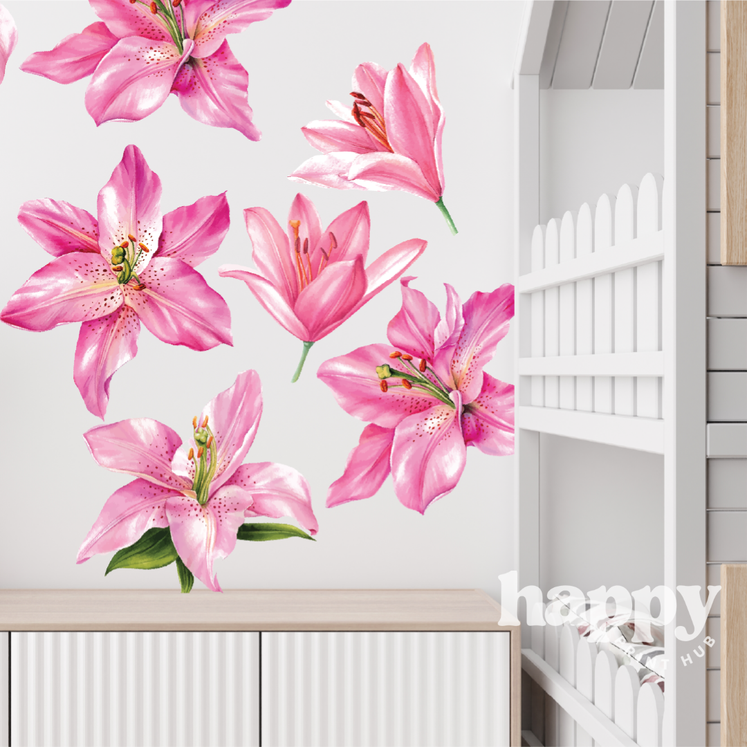 Watercolour Lily Wall Decals | Elegant Peel & Stick Decor – Happy Print Hub