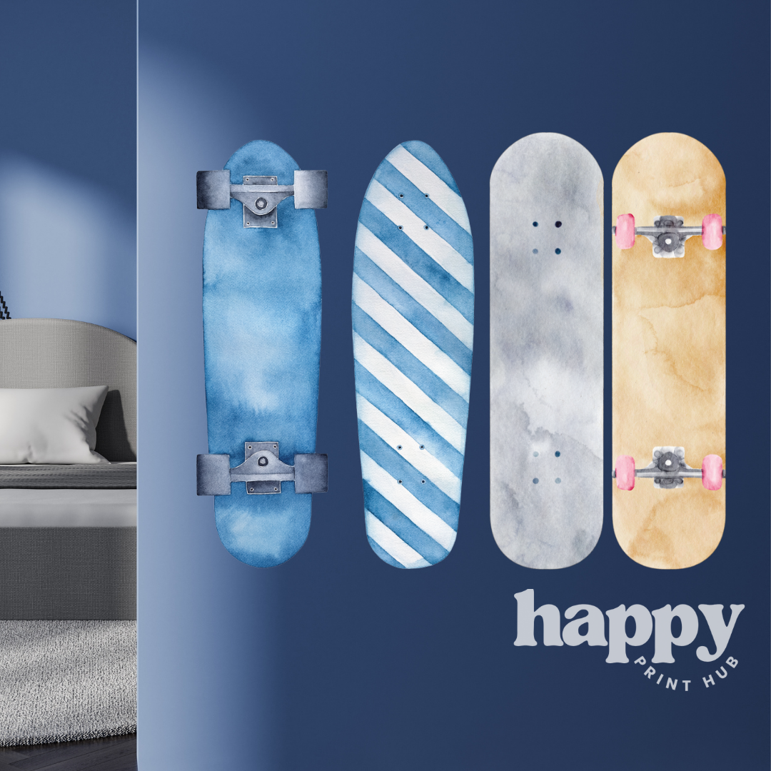 Skateboard Wall Decals | Bold & Removable Decor – Happy Print Hub