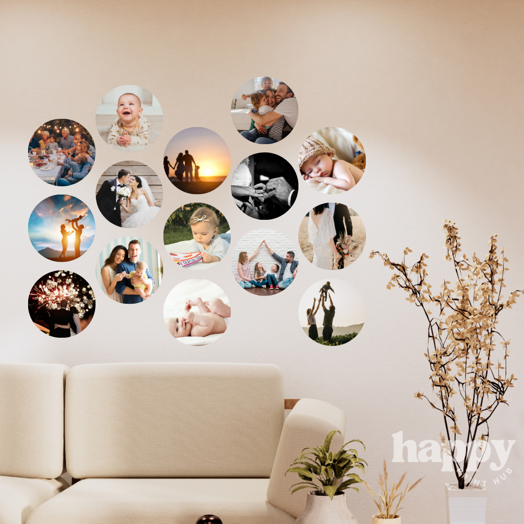 Custom 15cm Round Photo Wall Decals – Removable & Reusable – Happy ...