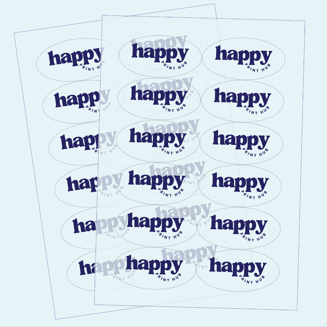 Custom Clear Oval Stickers | Add White Ink for Bold Designs – Happy ...